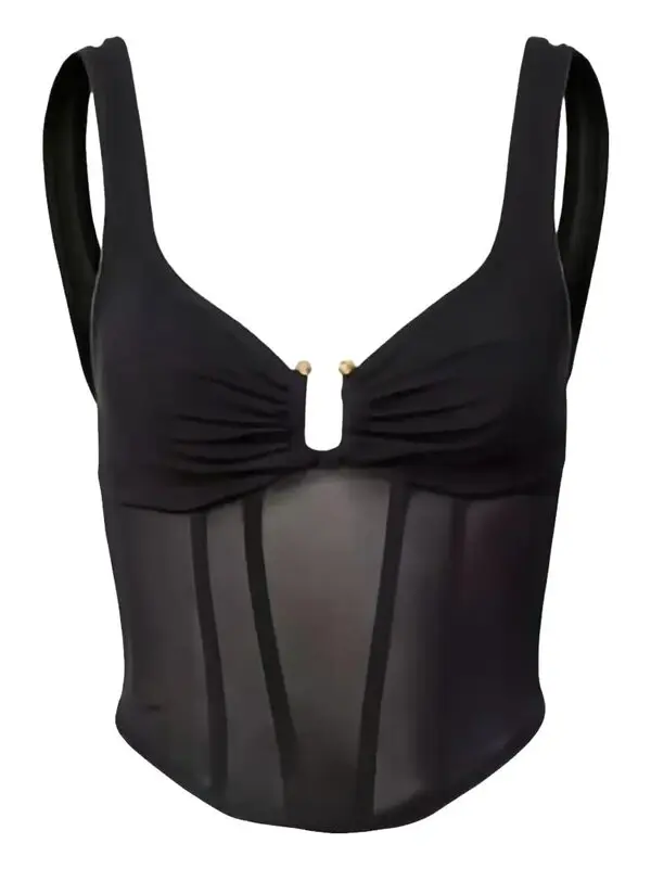 VIKTORIA & WOODS Mesh-paneled Corset Top - Black