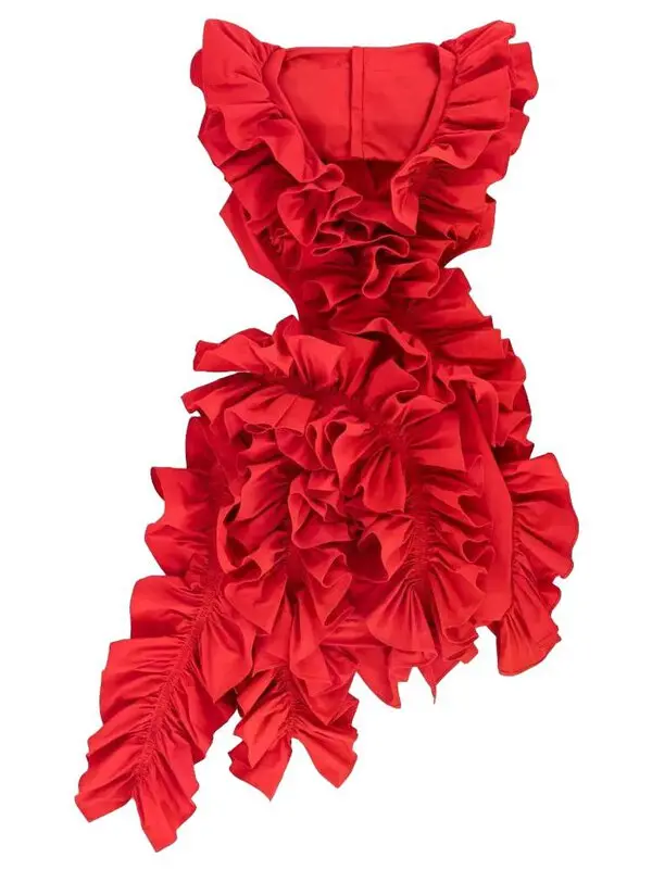 AKNVAS Ruffled Mini Dress - Red