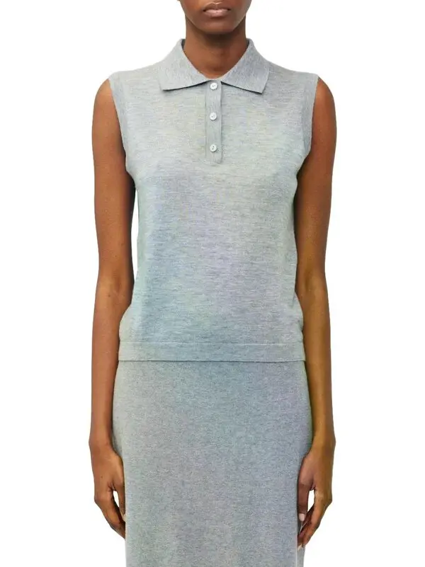 LISA YANG Lise Sleeveless Polo Top - Grey