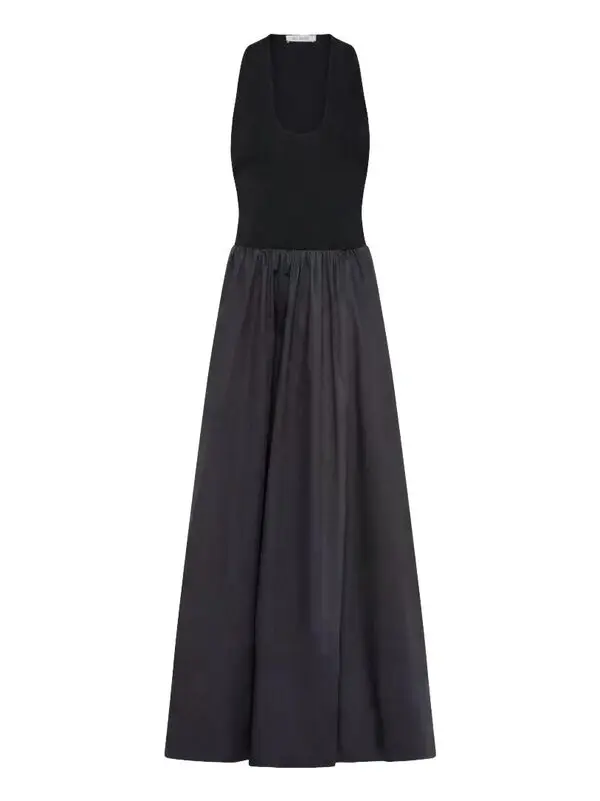 ST. AGNI Knitted-bodice Gathered Dress - Black