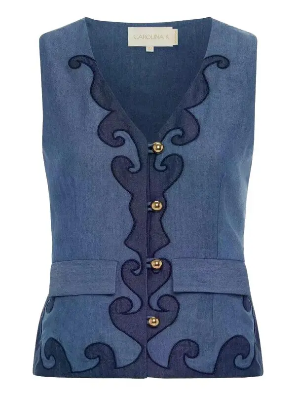 Carolina K Appliqué Denim Top - Blue