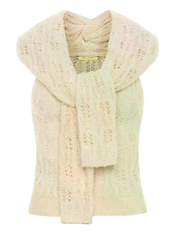 Hellessy Pointelle-knit Top With Scarf Detail - Neutrals