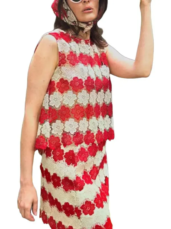 Miguelina Dupree Floral-lace Tie-back Top - Red