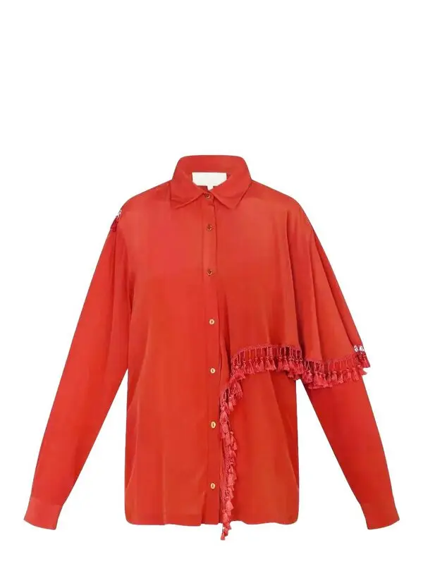 Carolina K Tassel-trimmed Asymmetric Shirt - Orange