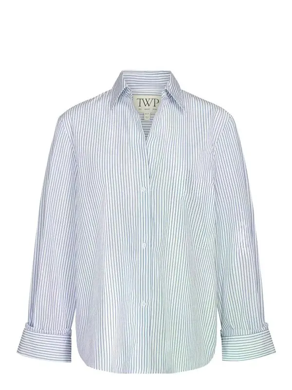 TWP Striped Patch-pocket Shirt - White