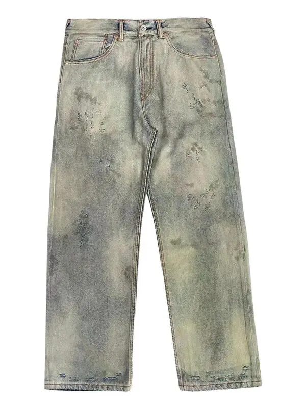 EVISU Bleached Distressed Jeans - Blue