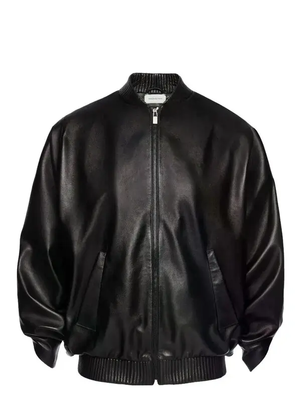 Magda Butrym Ribbed-trim Leather Jacket - Black