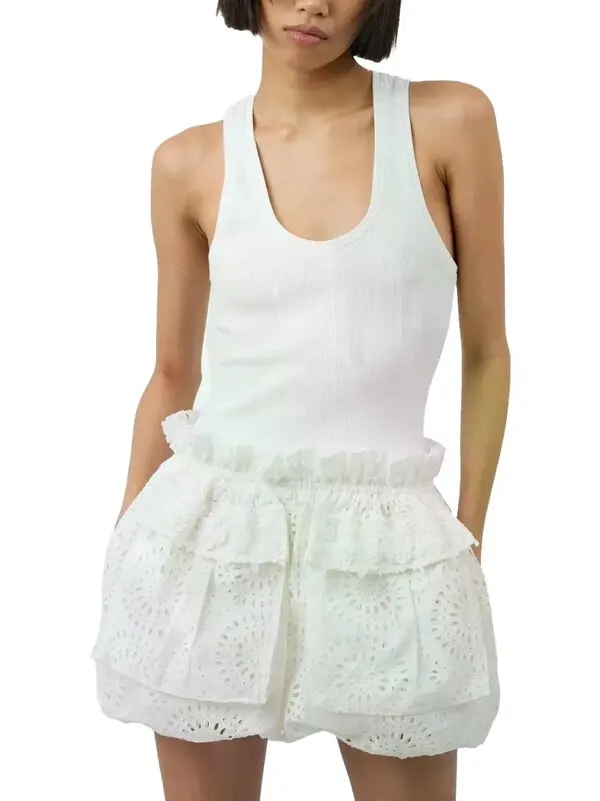 AKNVAS Indi Eyelet-embroidered Ruffled Dress - White