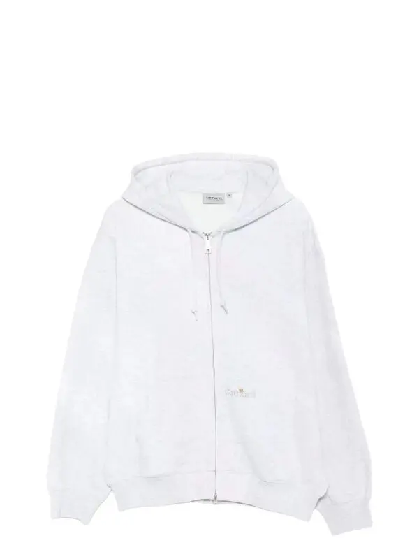 Carhartt Work In Progress Logo-embroidered Zip-up Hoodie - Grey