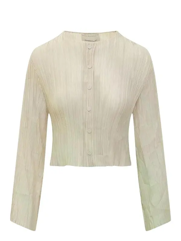 GONGDID DESIGN Plissé-effect Button-up Cardigan - Neutrals