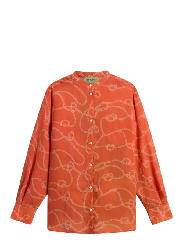 Woolrich Rope-print Band-collar Shirt - Orange