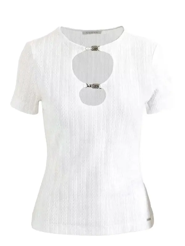 Guess Buckle-detail Cut-out T-shirt - White