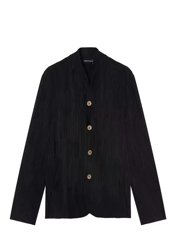 Emporio Armani Textured-effect Single-breasted Jacket - Black