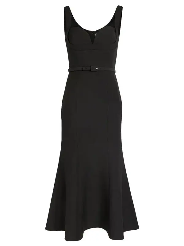 Roland Mouret Midi Belted Panelled Dress - Black