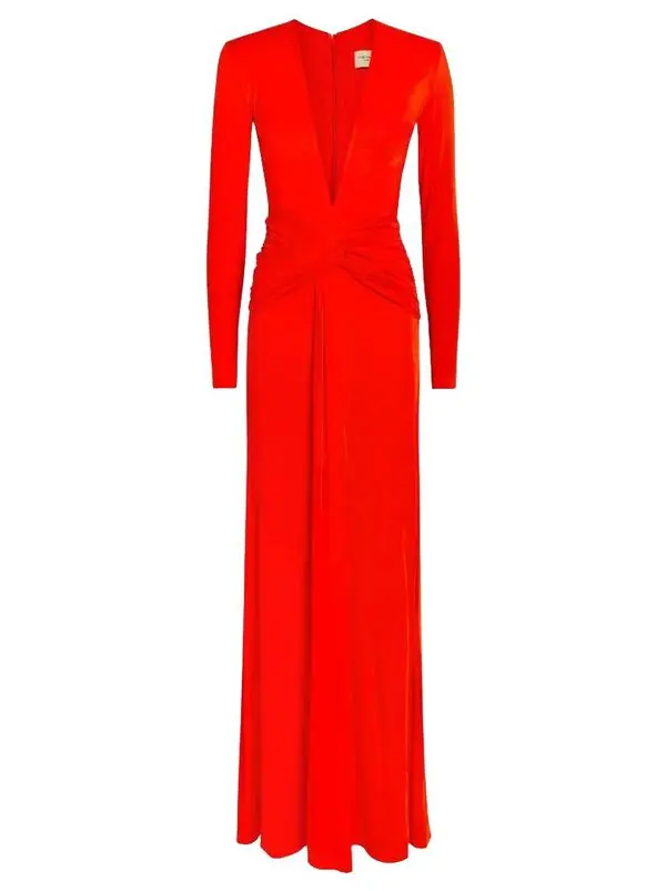 The Arrivals Twisted-waist V-neck Dress - Red