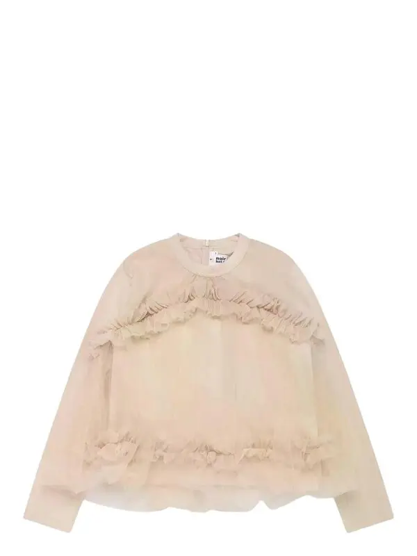 Noir Kei Ninomiya Ruffled Tulle-paneled Top - Neutrals