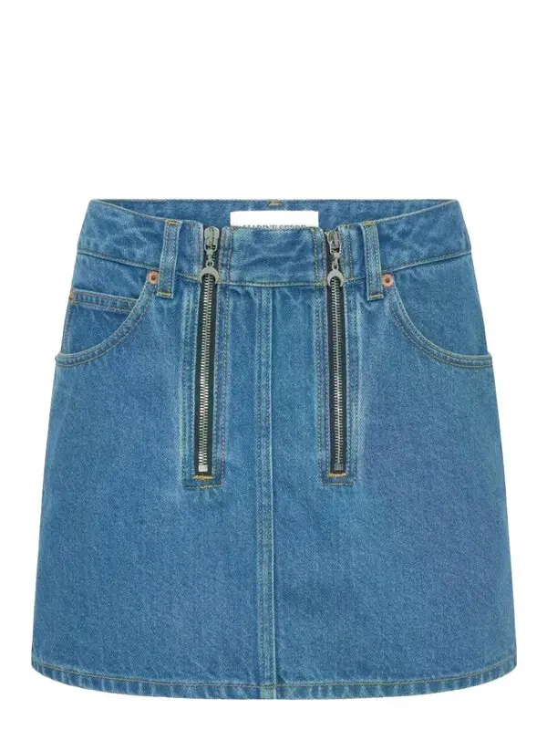 MARINE SERRE Zip-detail Denim Skirt - Blue