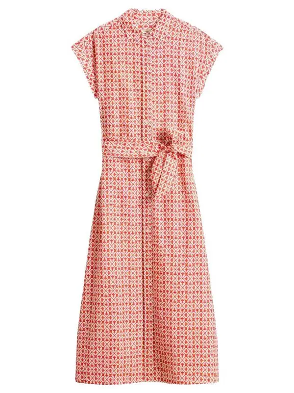 Woolrich Geometric-print Belted Midi Dress - Red
