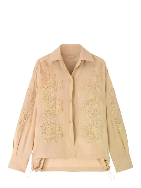 Ermanno Scervino Floral-embroidered Drawstring Jacket - Neutrals