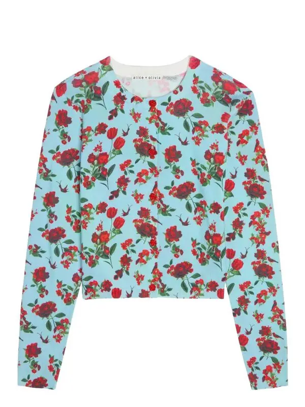 Alice + Olivia Floral-print Cardigan - Blue