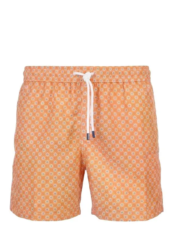 Fedeli Floral-print Swim Shorts - Orange