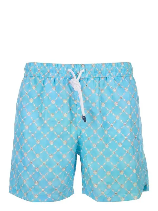 Fedeli Printed Swim Shorts - Blue