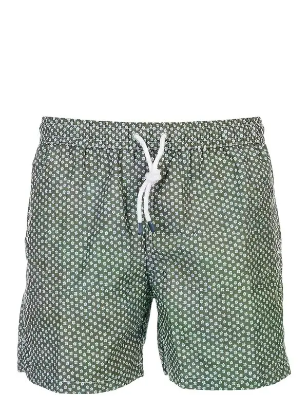 Fedeli Floral-print Swim Shorts - Green