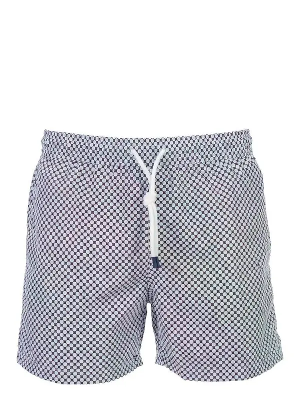 Fedeli Geometric-print Drawstring Swim Shorts - Brown