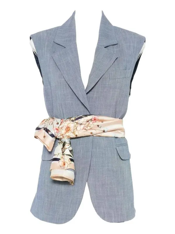 Liu Jo Sleeveless Waistcoat With Scarf Belt - Blue