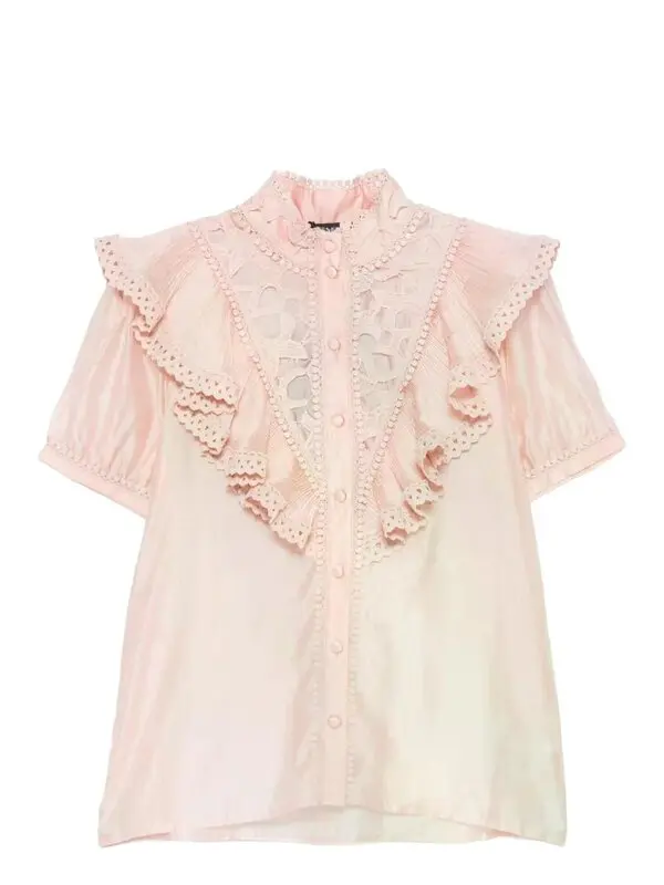 CENERE GB Lace-insert Ruffled Blouse - Pink