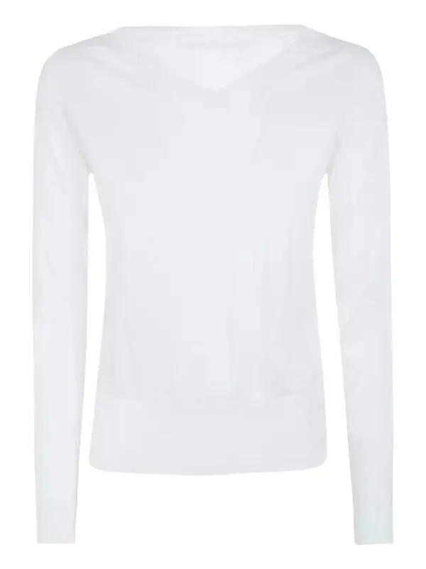 Rossopuro V-neck Cotton Sweater - White