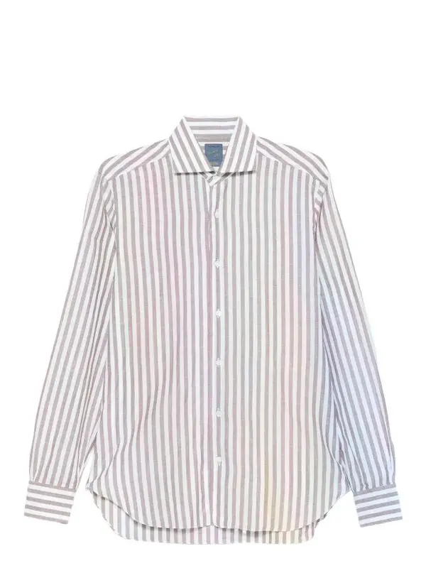 BARBA NAPOLI Striped Long-sleeve Shirt - White