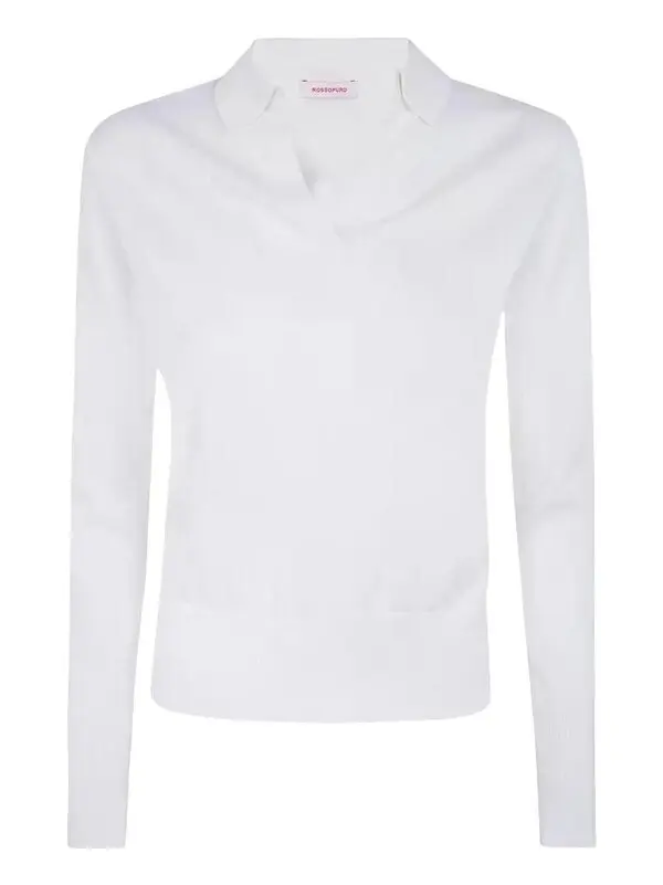 Rossopuro Fine-knit V-neck Sweater - White