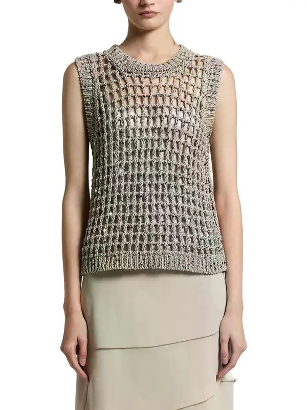 Peserico Open-knit Top - Neutrals
