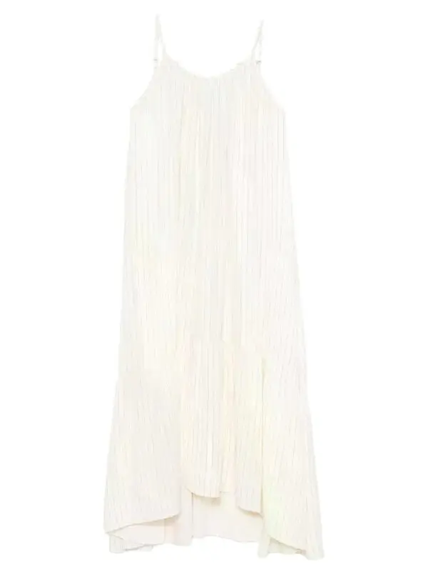 ELEH Pinstriped Asymmetric Dress - Neutrals