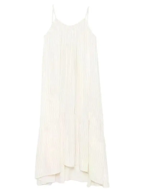 ELEH Pinstriped Asymmetric Dress - Neutrals
