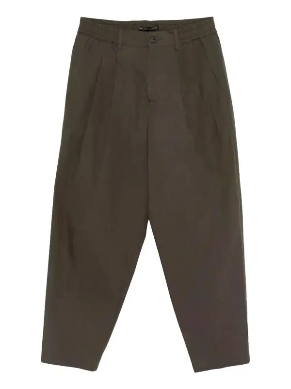 LOW BRAND Pleated Elasticated-waistband Trousers - Green
