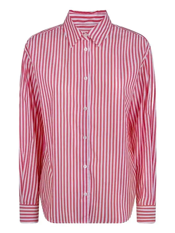 MC2 SAINT BARTH Vertical-stripe Logo-embroidered Shirt - Red