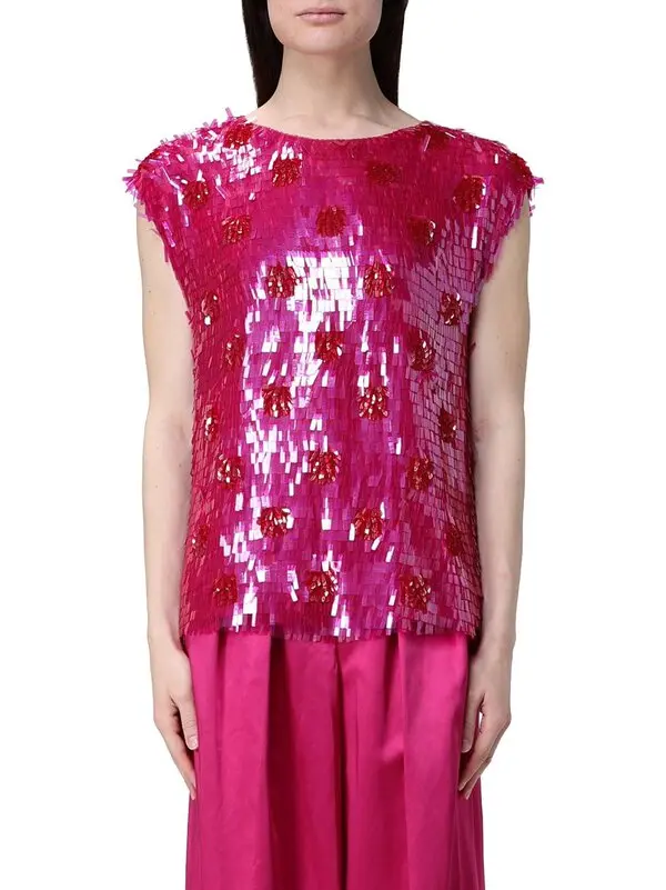 Dries Van Noten Embellished Silk Top - Pink
