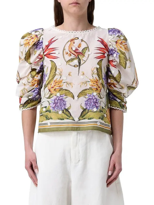 Farm Rio Floral Print Top - Sand