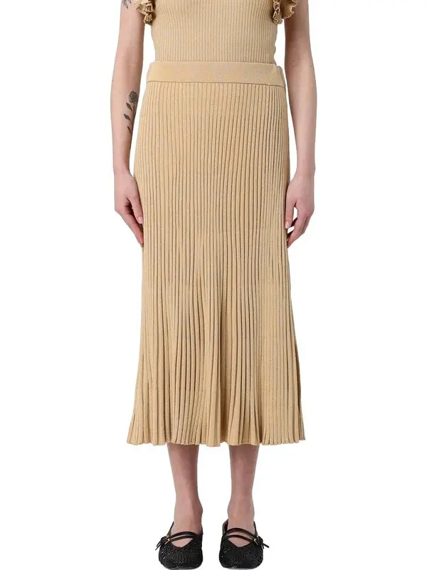 Zimmermann Pleated Viscose Knit Midi Skirt - Gold