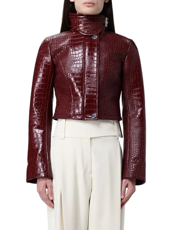 Sportmax Crocodile Print Faux Leather Jacket - Red