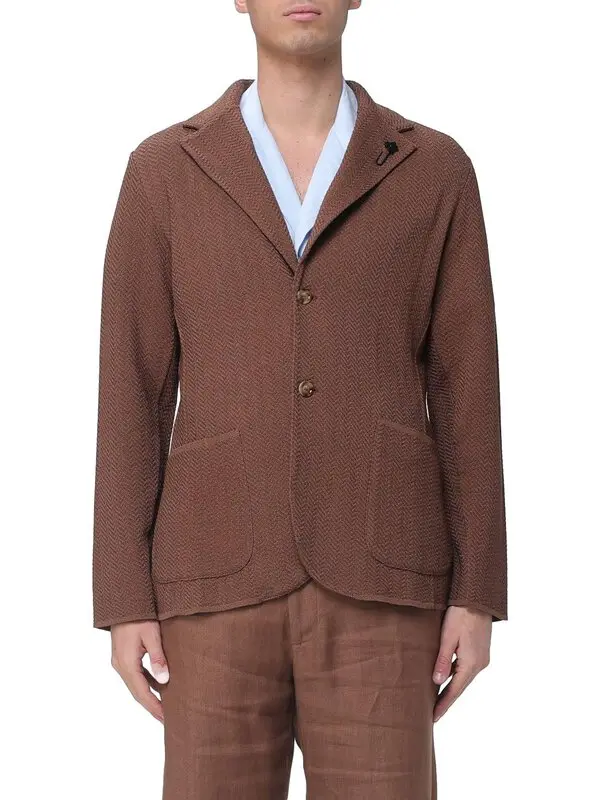 LARDINI Single-breasted Cotton Blend Blazer - Brown