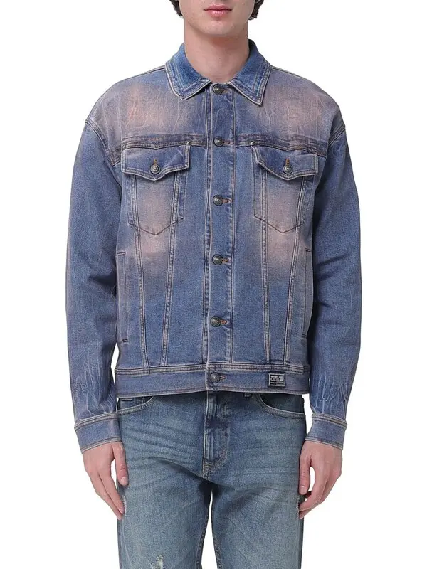 Versace Vintage Effect Denim Jacket - Blue