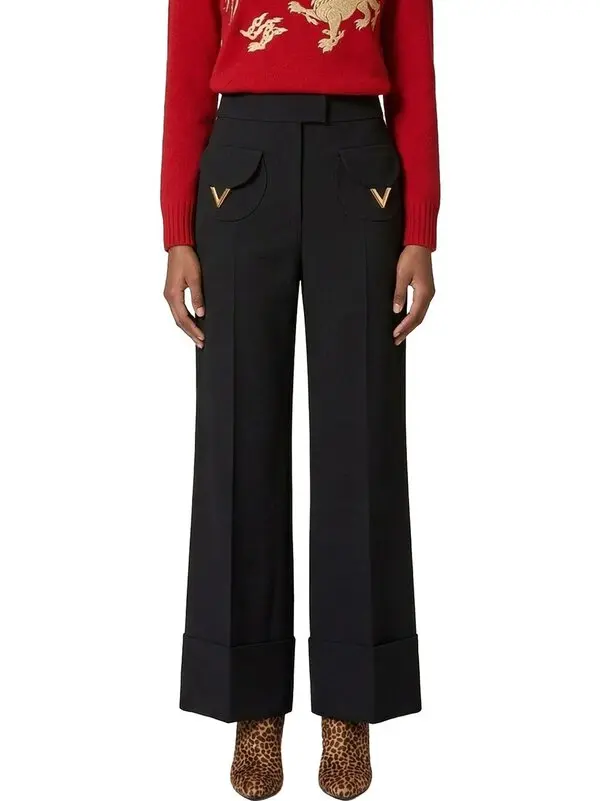 Valentino Garavani Wide Leg Pants - Black