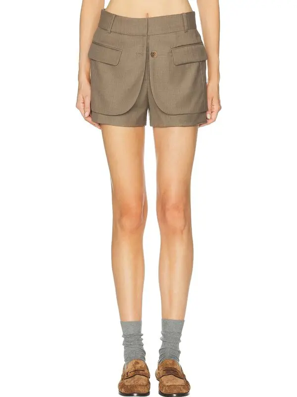 Monse Jacket Hem Short - Dark Taupe