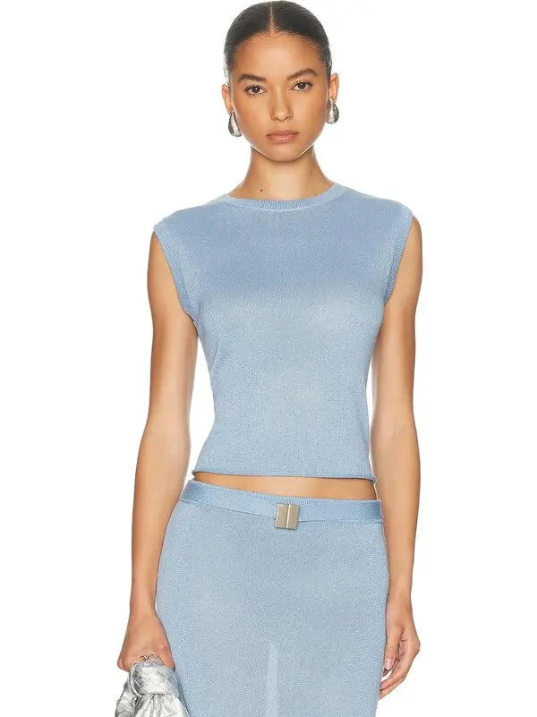 LA PORTE Willa Knit Tank Top - Sky Blue