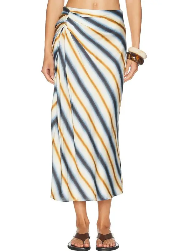 A.L.C. Striped Jean Skirt - Tahoe Blue & Milk Chocolate