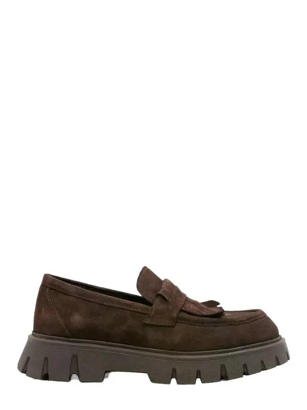 SERGIO MORETTI FIRENZE Fringe-detail Lug-sole Loafers - Brown
