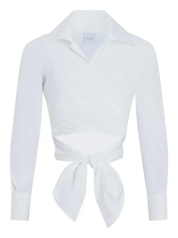PATOU Long Sleeve Knotted Top - White